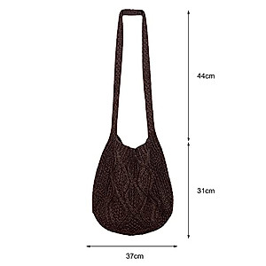 JQWYGB Women's Shoulder Handbag - Crochet Purse Beach Bag Cute Knit Tote Bags Aesthetic Boho Bag for Vacation Travel (Coffee)