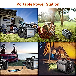 Portable Solar Generator 300W, Bonsaii 75000mAh Portable Power Station Camping Generator for Outdoor Travel, Portable Battery Power Supply with 110V AC Outlet & LED light for Emergency Home Use Charge