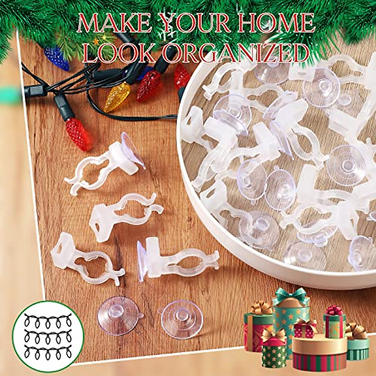 Christmas Light Suction Cup with Hook Window Suction Cup Christmas C7, C9 Light Clip Heavy Strength Heavy Duty Clear Plastic Transparent Suction Cup Light Bulb Mini Suction Cup Holder (25)