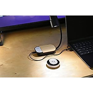 Cool Light Shop Multi-Functional LED Wall and Desk Lamp, Remote Control Sets Color, Adjustable Focus. Black Housing with Walnut Finish. 14 x 2.5 1 in. Powers USB Cable (Black), (MFL01)