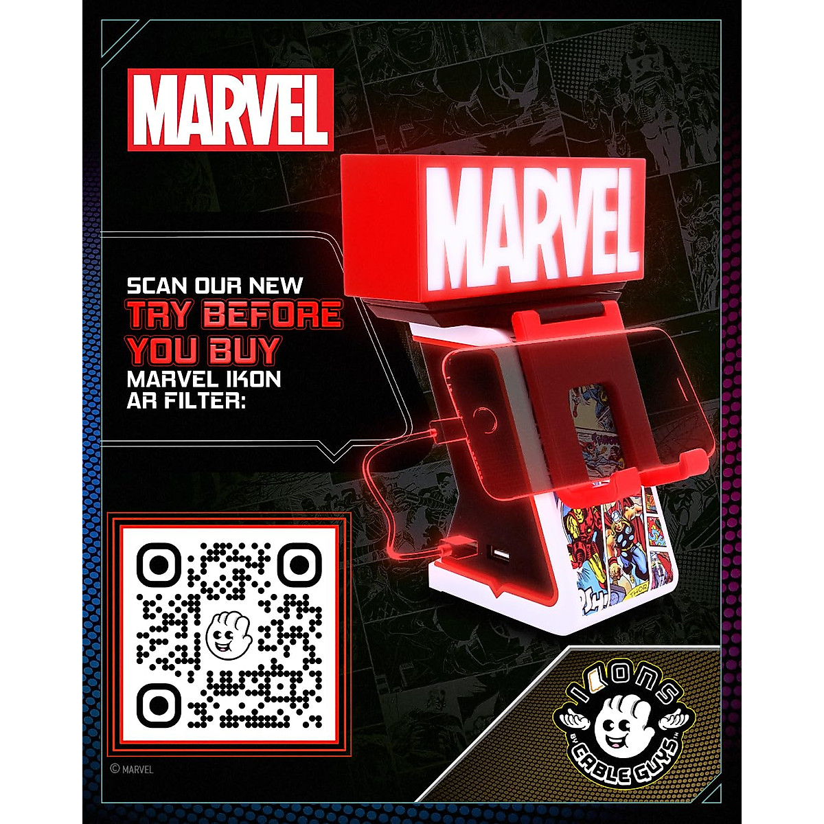 Marvel Cableguy Ikons Light Up Controller Phone Holder Stand (PS5//)