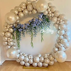 Pearl White Balloons Double Stuffed Sand White Ivory Balloons Different Sizes 18/12/5in White Pastel Cream Balloons Neutral Balloon Arch Kit For Birthdays Wedding Bridal Baby Shower Party Decorations.