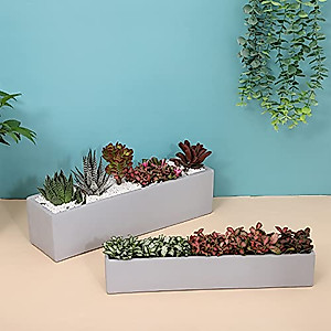 Ten-stone 14.5-Inch Grey Rectangle Concrete Succulent Planter Windowsill Boxes