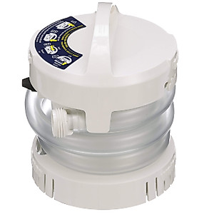 Attwood 4140-4 WaterBuster® Portable Pump, Submersible, Battery Powered, 200 GPH, 42-Inch Hose, 5 ¼-Inch Diameter