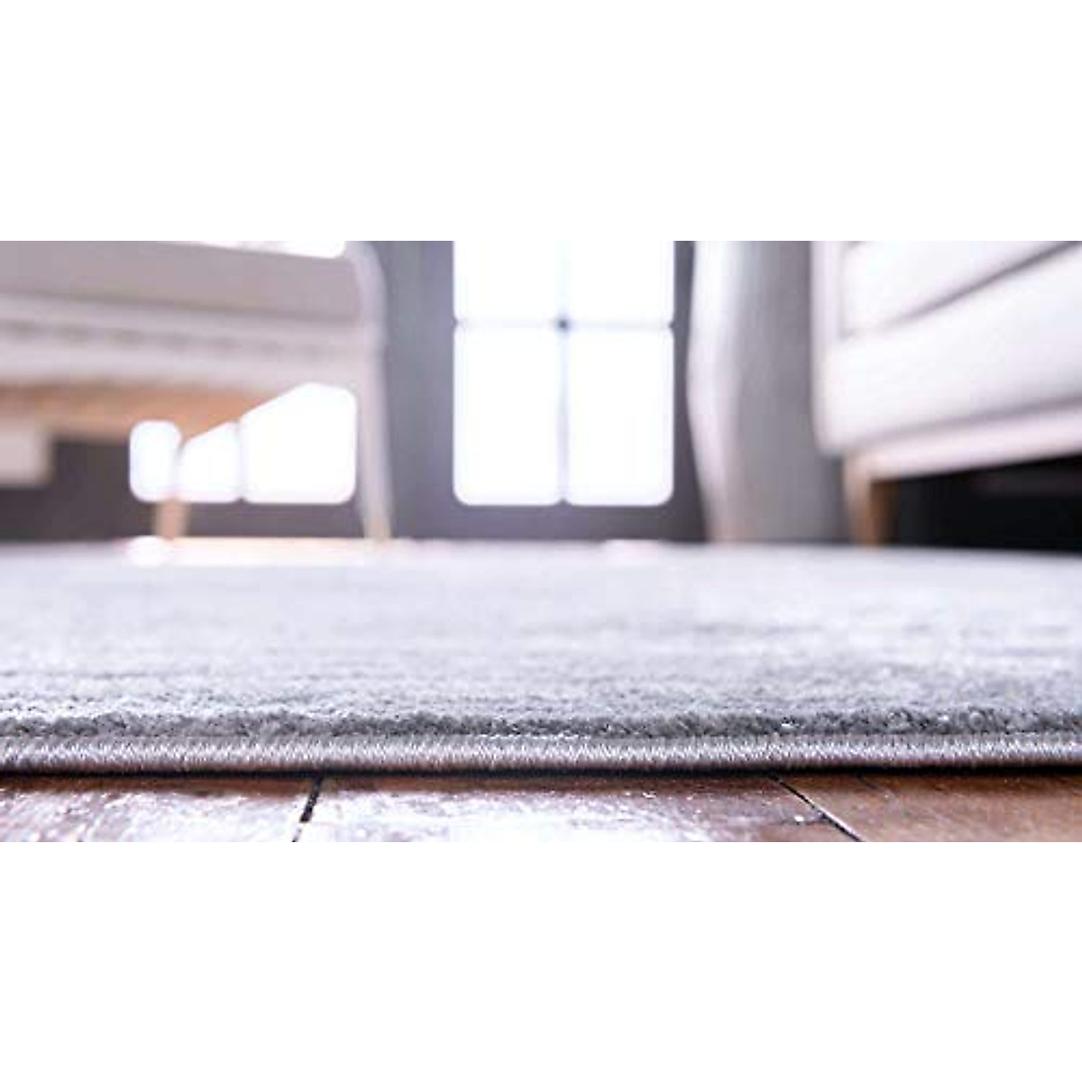 Unique Loom Leila Collection Distressed, Traditional, Vintage, Geometric, Border, High-Low Pile Area Rug (3' 3 x 5' 3 Rectangular, Gray/Ivory)