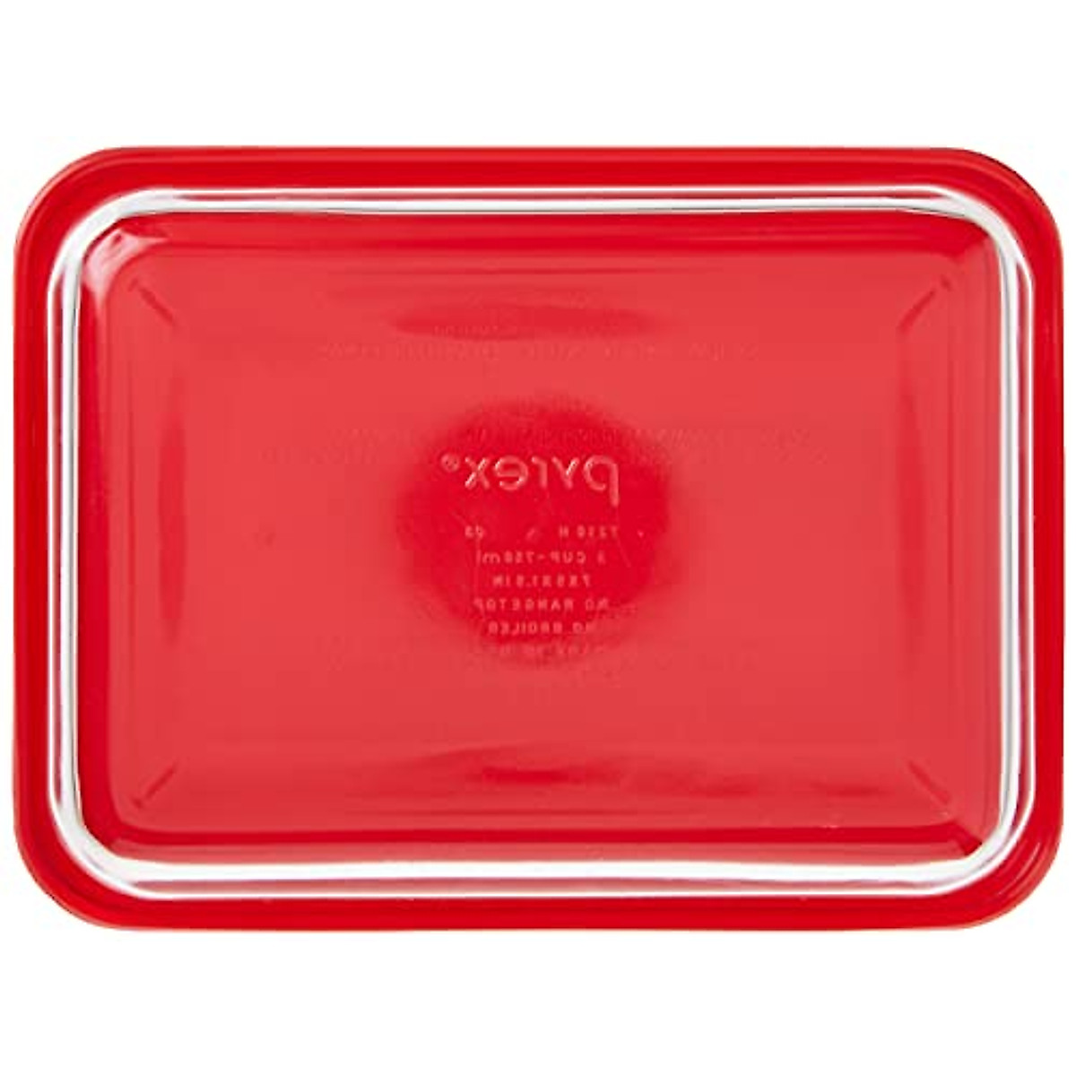 Pyrex 3-Cup Single Rectangular Food Storage Container with Lid, Non-Toxic, BPA-Free Lid, Tempered Non-Pourous Glass, Microwave, Dishwasher, Freezer and Oven Safe, Red