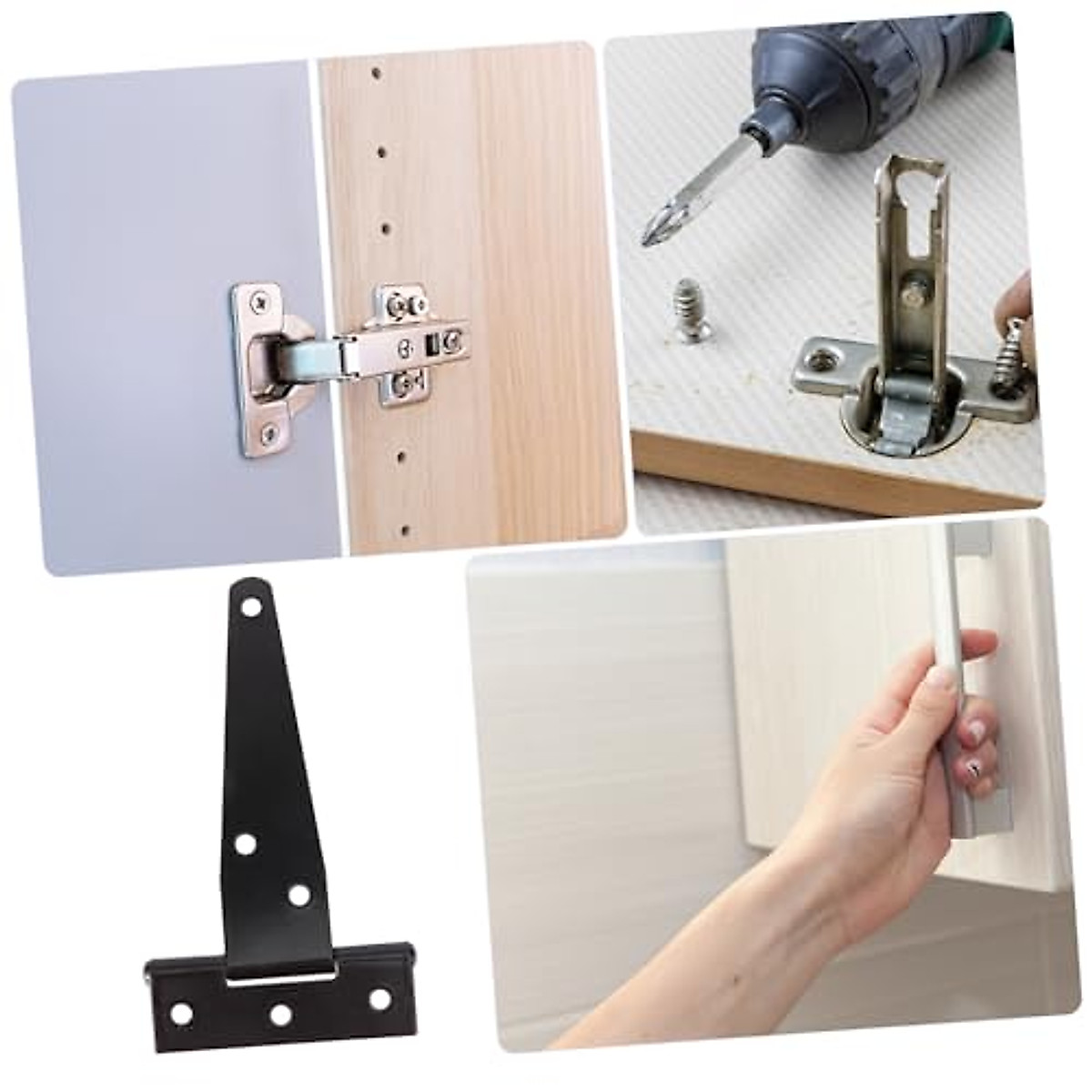 Generic 6pcs 4 Steel Door Hinges T Strap Hinges Black Door Hinges Heavy Duty Shed Hinges Heavy Duty Tee Hinge Square Barn Hinges Garden Shed Hinges T Hinge Shed Flat Spring Iron Hardware