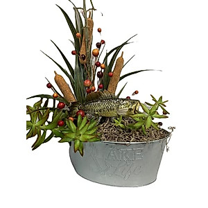 Pam's Glam Lake Life Oval Metal Planter, Bucket, Tabletop Utensil Holder Lake Cable Decor Set of Two 9 Inch Storage Buckets