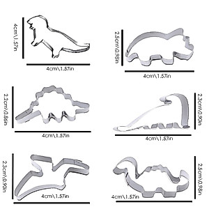 12 pcs Cookie Cutters, BOSOIRSOU 6 pcs 3" and 6 pcs 1.5" Dinosaur Sea Creature Shape Stainless Steel Biscuit Metal Molds for Kitchen Baking Cake Candy Bread