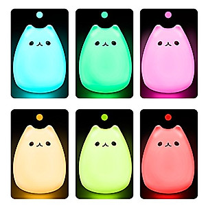 Mystery Cat Night Light for Kids, Soft Silicone LED Baby Nursery Sleep Relaxing Tap Light, Children Toy Nightlight, Decorative Desk Light for Bedroom