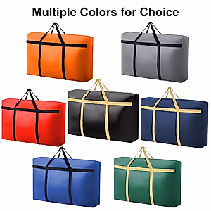 CIVJET 1 Pack Moving Bags Heavy Duty Extra Large with Strong Zippers, Storage Tote Bag with Handles for College Students, Moving Supplies & Boxes for Clothes, Storage Containers for Camping (Orange)