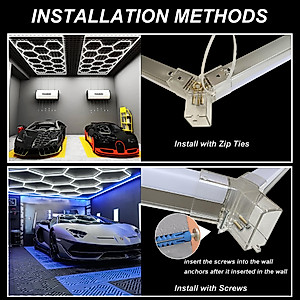 Wanzvisk Hexagon Led Lights,5 Hex Grid for Garage，25 Pack Aluminum 144W 17280LM Super Bright Hexagon Garage Ceiling Light for Gym Shop Basement Car Detailing Hexcal Studio Lighting