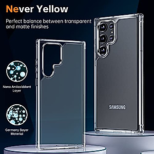 LK for Samsung Galaxy S23 Ultra Case, [Military Grade Drop Protection] [Not Yellowing] Matte-Finish, Shockproof, Anti-Scratch Protective Case for S23 Ultra 5G, Matte Clear