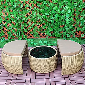 QUUL Outdoor Rattan Chair Three Piece Combination Home Balcony Leisure Sofa Rattan Chair