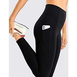 CRZ YOGA Womens Brushed Naked Feeling Workout Leggings 25" - High Waisted Gym Athletic Tummy Control Yoga Pants with Pockets Black X-Large