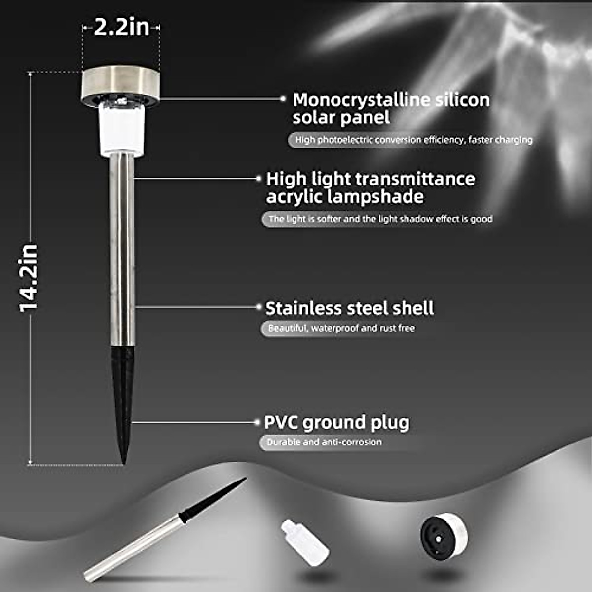 PEMUISE Solar Lights Outdoor 24 Pack Solar Path Lights Waterproof Solar Walkway Lights Stainless Steel Outdoor Decor Garden Led Lights for Landscape/Patio/Lawn/Yard/Driveway (Cold White)