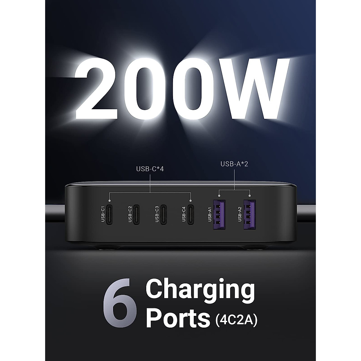 UGREEN 200W USB C Charger with 6.6FT 100W USB C to USB C Cable Fast Charge