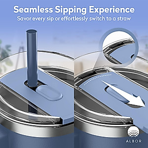 ALBOR 40 oz Tumbler With Lid and Straw, Leak Proof Durable Stainless Steel Insulated Tumbler With Handle, Spill Proof Water Bottles With Straw (Blue, 40 oz)