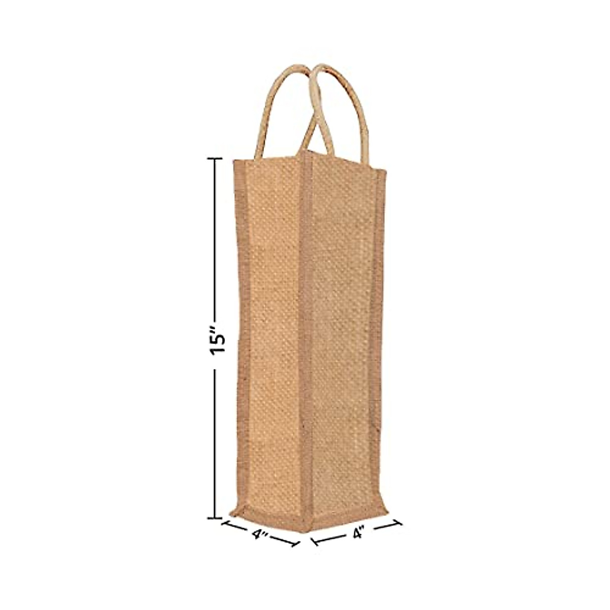 BANNER BUZZ MAKE IT VISIBLE BannerBuzz Jute Wine Bag Made of 100% Biodegradable Jute Material (4” W X 15” H X 4” B, Natural Brown Color)