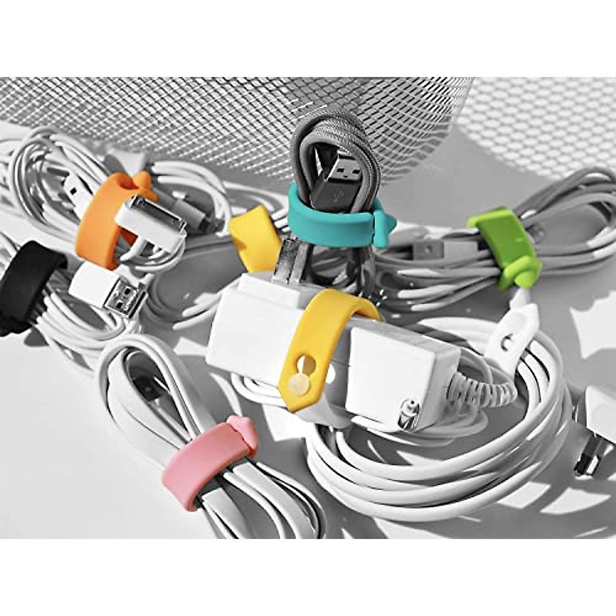 ELFRhino Cord Organizer Cable Straps Clips Wire Ties Earbuds Earphone Headphone Headset Wrap Winder Holder Keeper Manager Management (Set of 18)