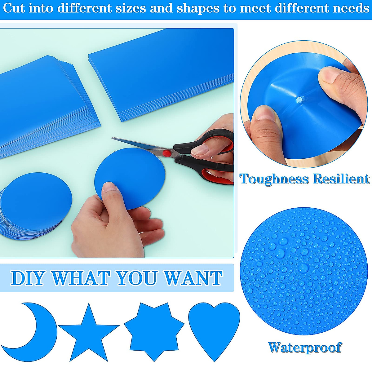 WILLBOND 4 Pcs 23 x 5 Inch Vinyl Pool Repair Patch Kit Large Self-Adhesive PVC Pool Patch Repair Kit Cut-to-Size Inflatable Pool Patches with Scissors for Swimming Pools Inflatable Boat Products(Blue)