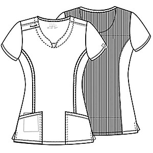 Cherokee Round Neck Scrub Tops for Women – 4-Way Stretch with Certainty Fabric Technology*, Superior Performance and Comfort, Infinity Uniforms Plus Size 2624A, 2XL, Black