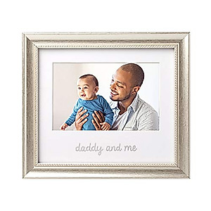 Lil Peach Daddy and Me Photo Frame, Newborn Baby Keepsake, Father's Day Gifts, Gender-Neutral Nursery Decor, 4" x 6" Picture Frame, Silver