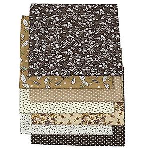 OZXCHIXU 7PCS/lot Coffee Series Floral Cotton Fabric Quilting Patchwork Fabric Fat Quarter Bundles Fabric for Scrapbooking Cloth Sewing DIY Crafts Handmade Bags Pillows 19.7X19.7inches
