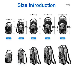 HEETA Waterproof Dry Bag for Women Men, Roll Top Lightweight Dry Storage Bag Backpack with Phone Case for Travel, Swimming, Boating, Kayaking, Camping and Beach, Transparent Black 5L