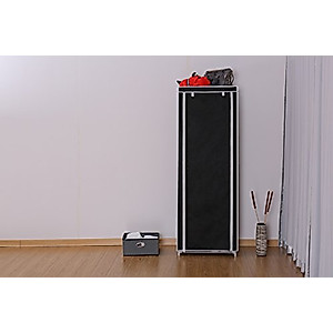 Homebi 10-Tier Shoe Rack 30 Pairs Shoe Tower Closet Shoes Storage Cabinet Portable Boot Organizer with Dustproof Non-Woven Fabric Cover and 10 Durable Shelves (Black) (Black)