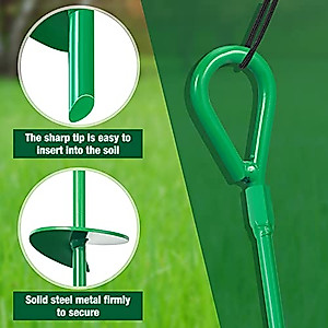 Tondiamo 18 Inch Long Ground Anchor Kit, 3 Inch Wide Helix, Heavy Duty Earth Augers Solid Steel Shaft with Drill Bit for Tents, Swing Sets, Securing Animals, Canopies, Sheds(Green, 6 Pcs)