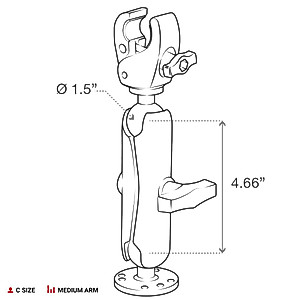 RAM MOUNTS RAP-400-202U Tough-Claw Trolling Motor Stabilizer with Medium Arm
