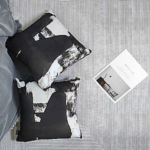Vineland Throw Pillow Covers Set Black and White Abstract Farmhouse Cushion Case 18 x 18 Inch, Double-Sided Printing, Square Decorative Pillowcase for Home Car Sofa Decor