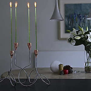 50 Natural Pure Beeswax Taper Candles 11 inch Tall Church Jerusalem Holy Land Decorative Thin Candle Home Decor (Green)