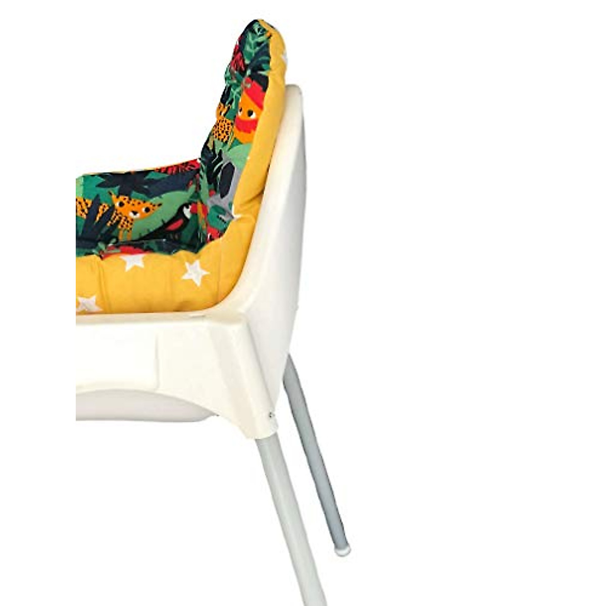 Pamuk Atölyesi High Chair Cushion, 100% Soft Cotton, Breathable, Comfortable,Double-Faced,Stainproof and Washable (Green,Yellow)