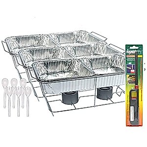 Nicole Fantini 25 Pc Disposable Aluminum Chafing Dish Buffet Party Set WITH HANDY LIGHTER