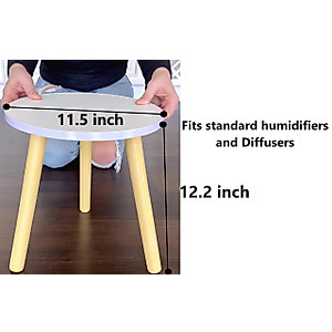 Humidifer Stand Table for Bedroom, Waterproof coating, Sturdy wood, Large, White. (Stand Only)