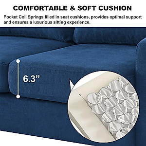 TURRIDU L-Shape Sleeper Sectional Sofa with Storage Ottoman, 3-Seater Convertible Sofa Couch with Reversible Chaise, Soft Thick Cushion Sofa for Living Room, Apartment, Small Space, Navy Blue