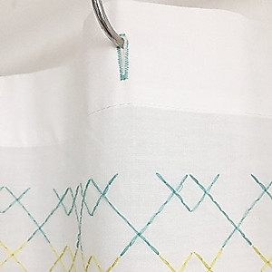 Merryfeel Shower Curtain,Fabric Embroidered Shower Curtain for Bathroom 180 x 190 cm (70"x74" Approx) White