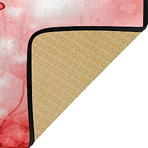 Kitchen Rugs Valentines Cute Heart Flower Design Non-Slip Soft Kitchen Mats Bath Rug Runner Doormats Carpet for Home Decor, 39" X 20"