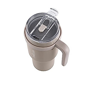 REDUCE 40 oz Tumbler with Handle - Vacuum Insulated Stainless Steel Mug with Sip-It-Your-Way Lid and Straw - Keeps Drinks Cold up to 34 Hours - Sweat Proof, Dishwasher Safe, BPA Free - Sand