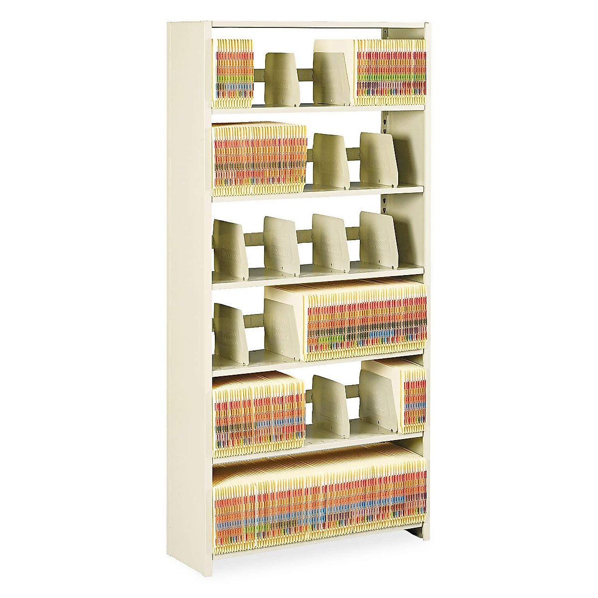 Tennsco 1276PC Imperial Open Shelf Filing Unit, Single Entry Starter, 7 Shelves/6 Openings, 36" Width x 76" Height x 12" Depth, Sand