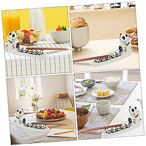 Abaodam 1 Set Ceramics Panda Doll Set Writing Brush Japanese Decor Sushi Plate Food Animal SOYA Sauce Holder Decorate Rice Spoon Dining Room Table Decor Cartoon Japanese Chopstick Stand