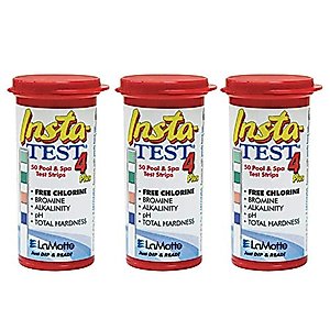 LaMotte Insta-Test 4 Plus, Free Chlorine, Bromine, Alkalinity, pH, Total Hardness Testing (Pack of 3)