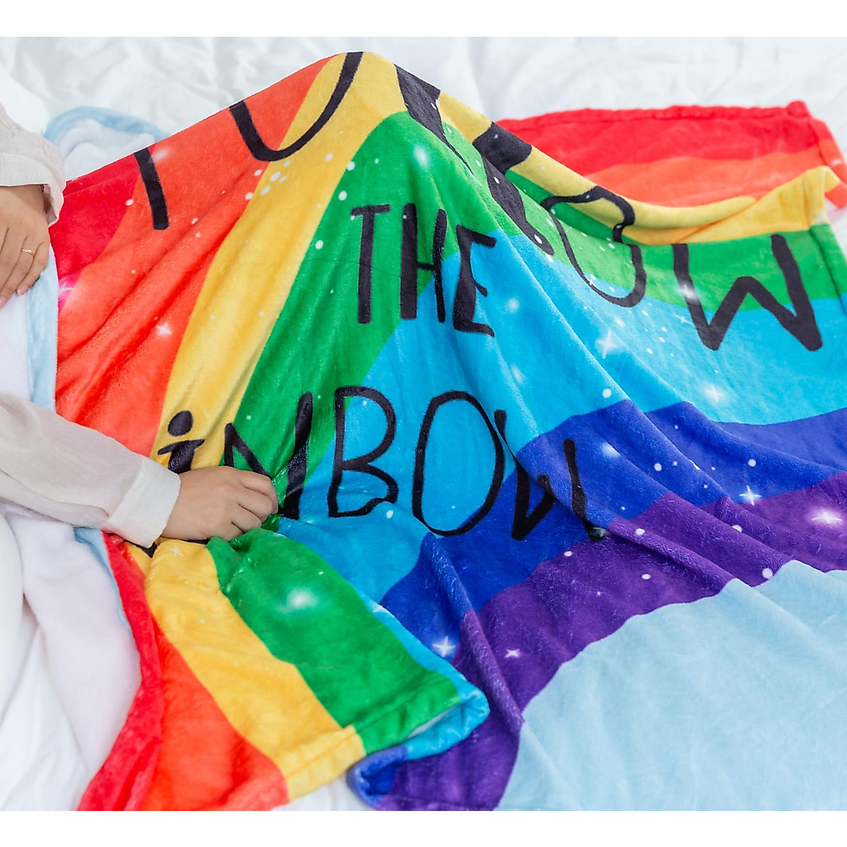 Zevrez Rainbow Blanket Super Soft Colorful Pride Throw Blanket for Girls Rainbows Gifts for Kids Rainbow Lovers Follow The Rainbow Flannel Fleece Girly Blanket (50"x60", 2)