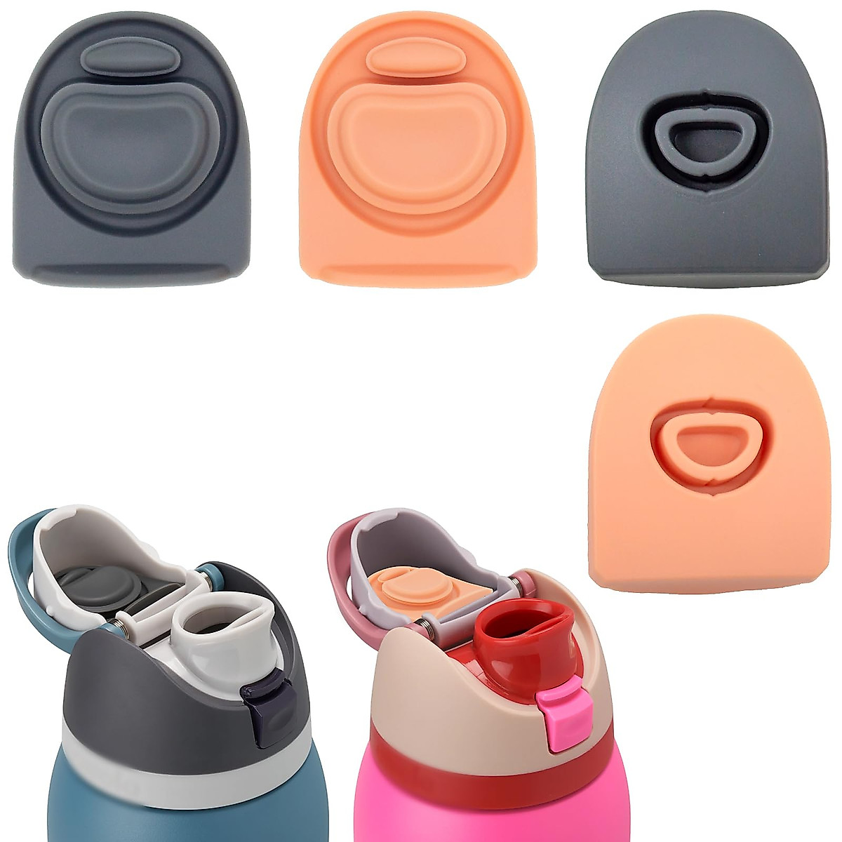 Wellavich Silicone Stoppers for Owala Free-Sip Water Bottle, 4 Pcs Top Lid Seal Replacement Plug Compatible with Owala Free-Sip 19/24/25/32/40oz, BPA-Free Bottle Cap Gasket Leak Proof Accessories