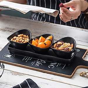 Bruntmor Ceramic Dinner Plates Set of 4, 10 inch Dish Set - Microwave, Oven, and Dishwasher Safe, Scratch Resistant, Modern Square Dinnerware- Kitchen Porcelain Serving Dishes - Black