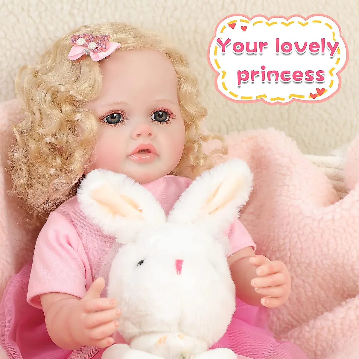 QARUQASE Lifelike Reborn Baby Dolls - 22inch Realistic Baby Doll Newborn Baby Dolls Full Vinyl Body Poseable Real Life Baby Dolls Girl with Hair for Kids Age 3+