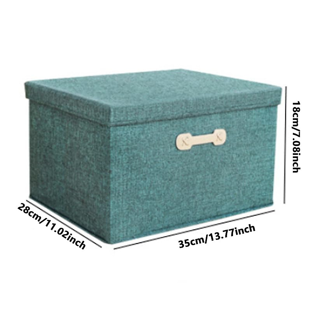 Molizhi Foldable Storage Box with Lid Cotton and Linen Storage Box with Lid Cube Clothes Storage Box Bedroom Closet Storage Box with Lid Handle Storage Box (Green, 35 * 28 * 18CM)