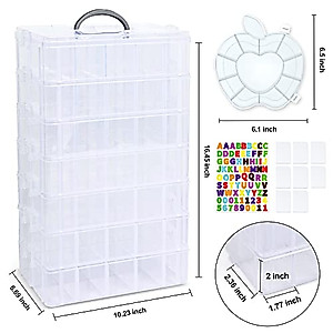 7 Layers Stackable Storage Container, 70 Adjustable Compartments (White) Stackable Storage Container, Perfect for Kids Toys, Art Crafts, Jewelry, Supplies, Mini Case & Letter Sticker Included